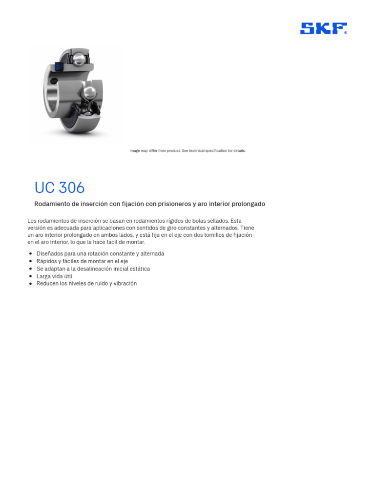 UC 306 - Rodamientos de Inserción - SKF | PDF | Red mundial | Internet y web