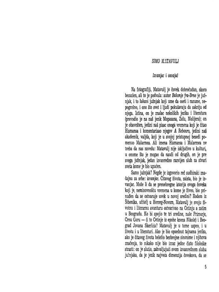 Simo Matavulj Bakonja Fra-Brne | PDF