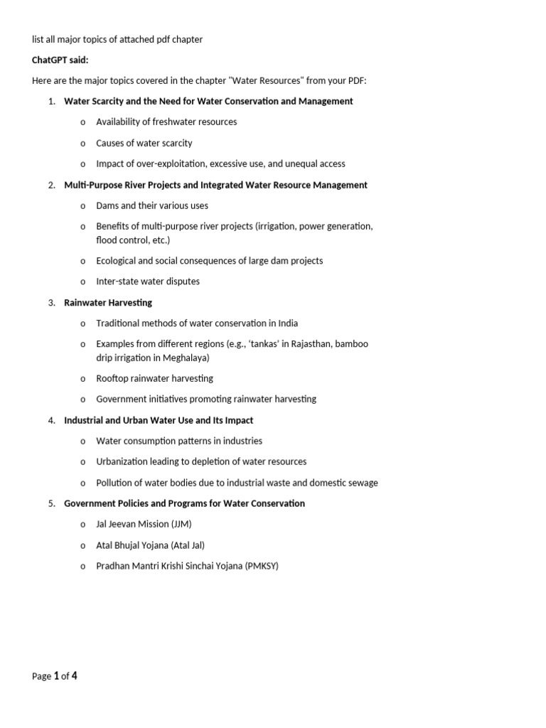 Major Topics in Water Resources Management | PDF | Water Scarcity ...