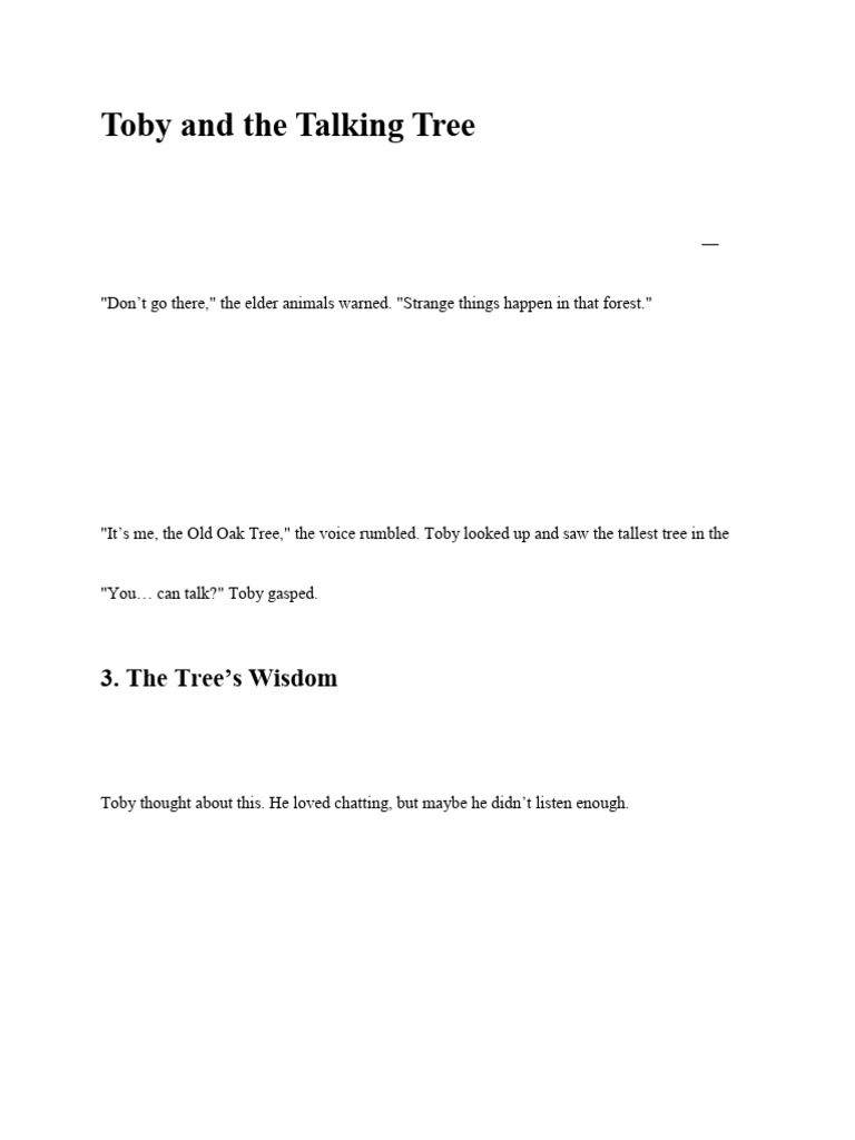 Toby and The Talking Tree | PDF