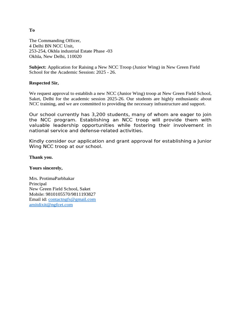 NCC Application Darft | PDF