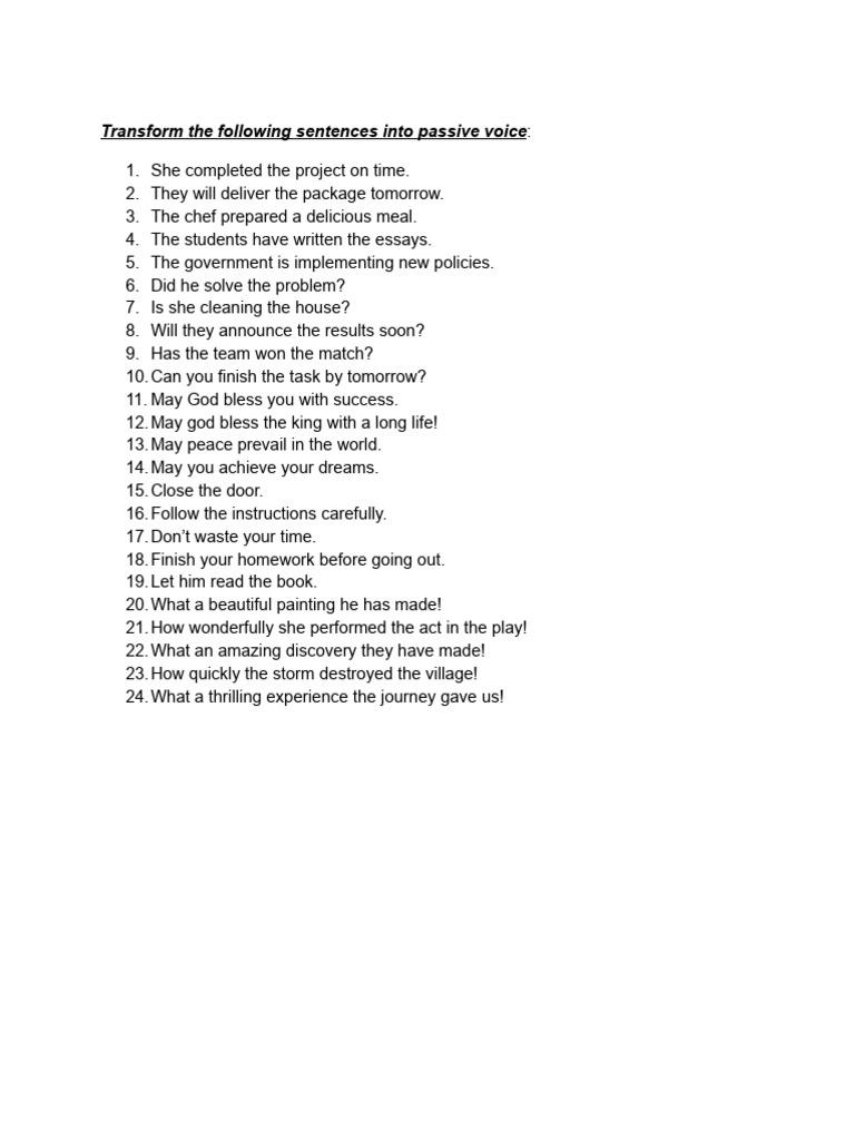 Passive Voice Sentence Transformations | PDF