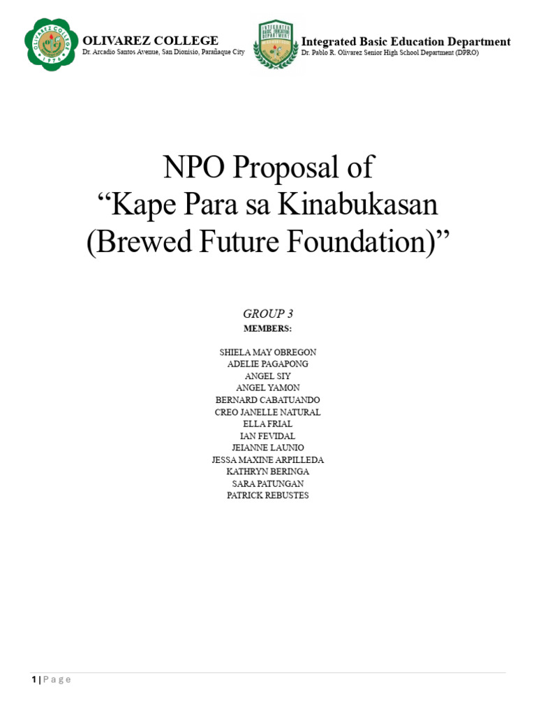 NPO PROPOSAL | PDF | Economies