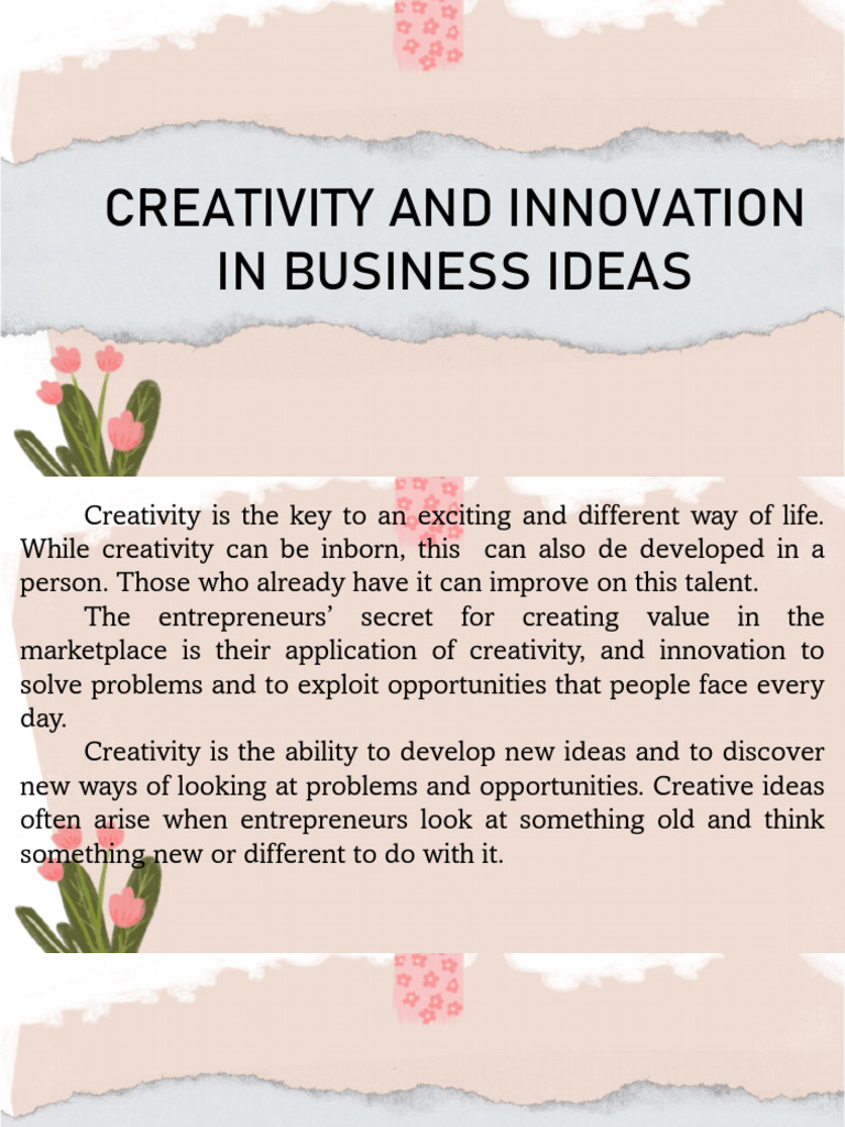 Creativity and Innovation in Business Ideas | PDF | Creativity ...