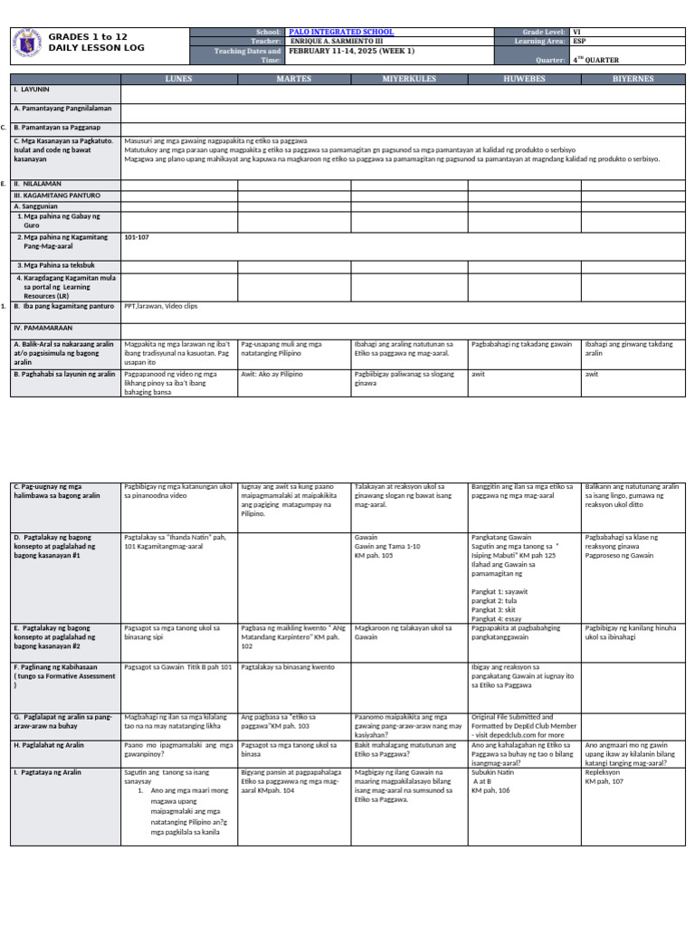 DLL_ESP 6_Q4_W1 | PDF