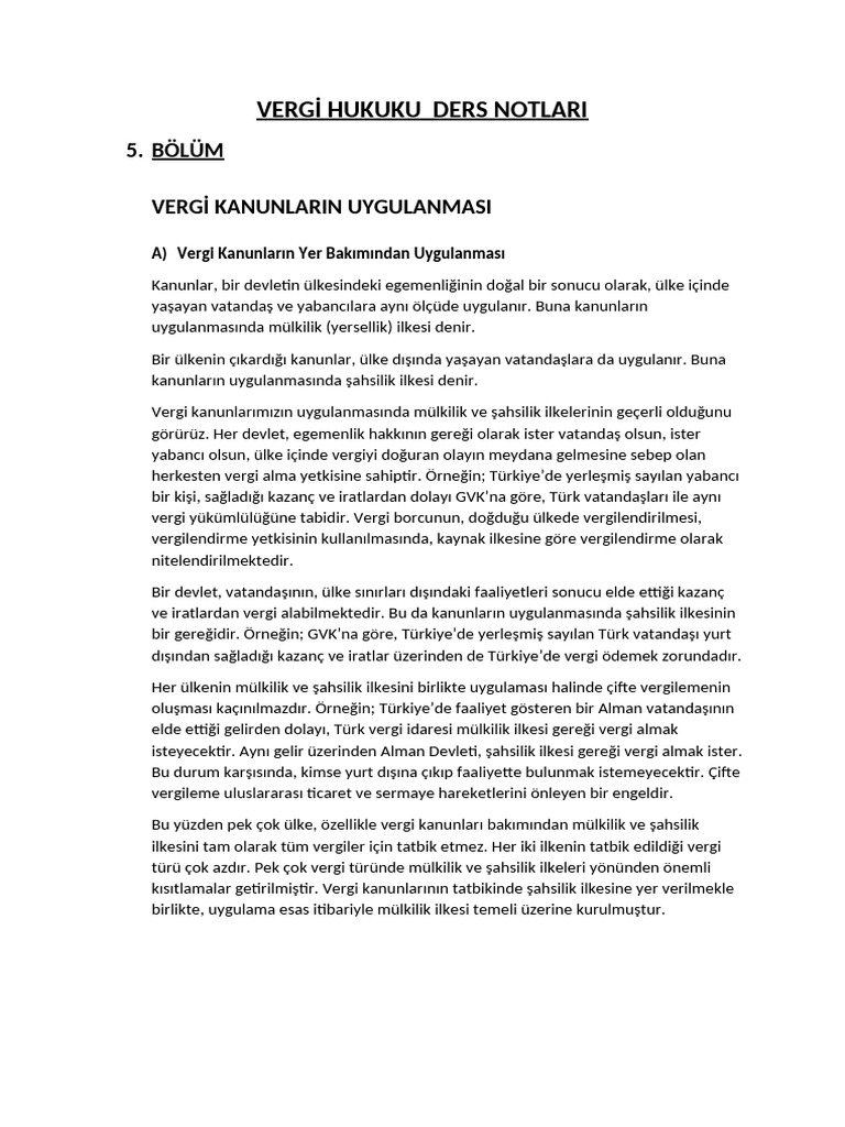 Vergi Hukuku 5. Bölüm | PDF
