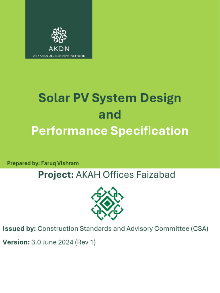 Final Version Solar PV Specifications For AKAH Faizabad Office - Oct 06 ...