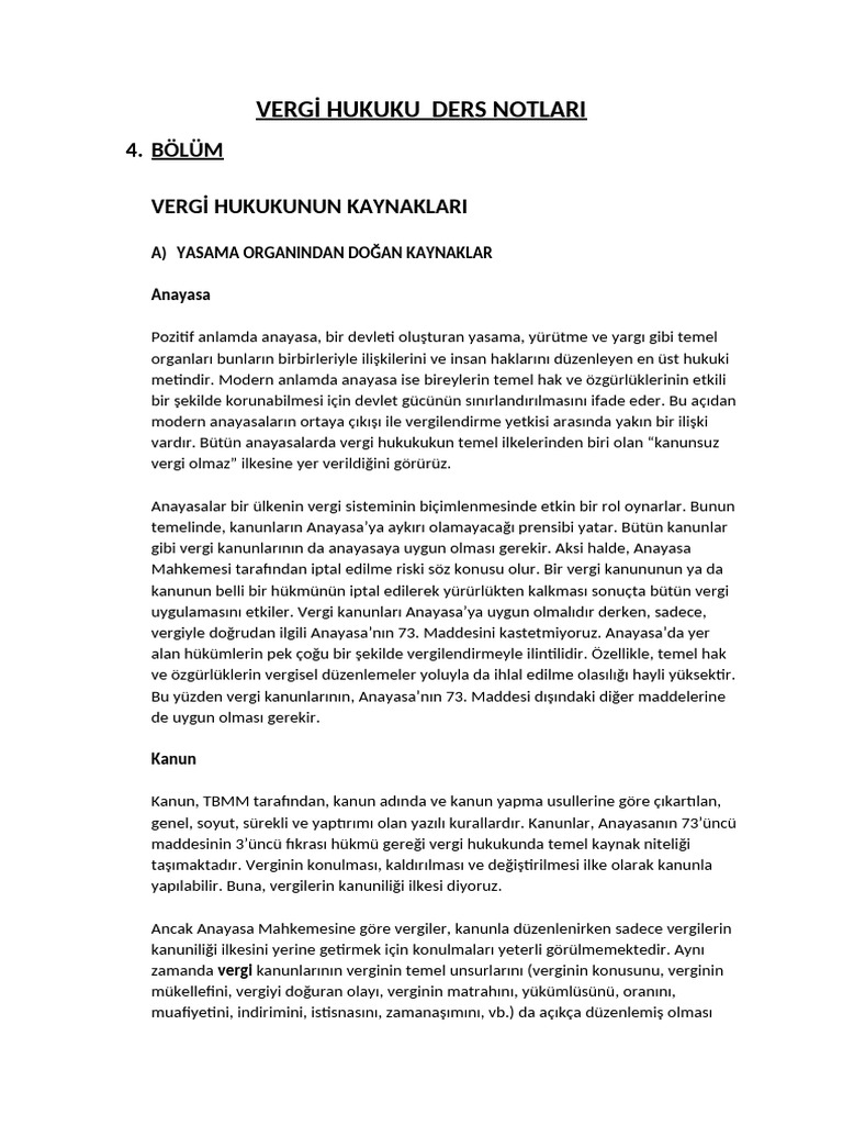 Vergi Hukuku 4. Bölüm | PDF