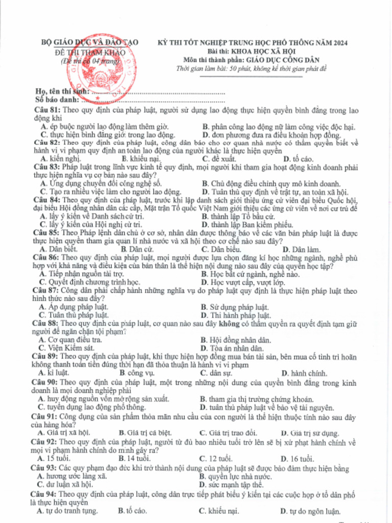 8. GDCD_De tham khao_2024 | PDF