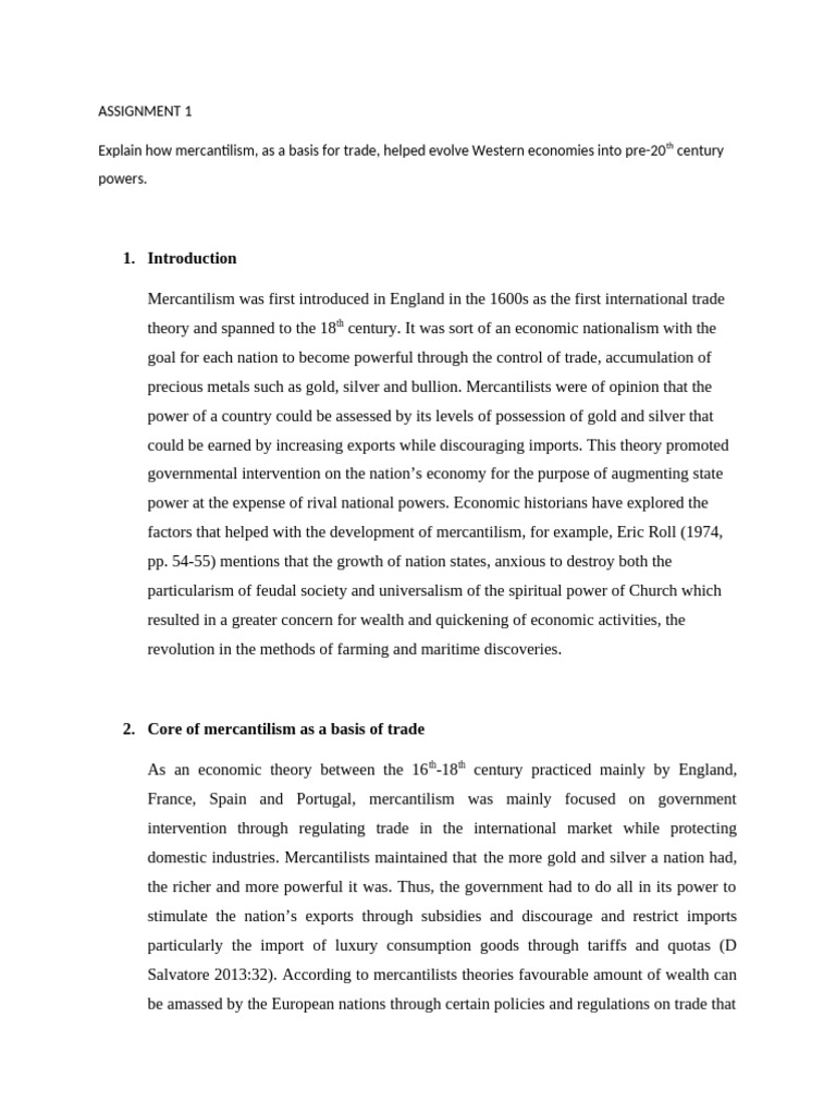 Mercantilism's Role in Trade Evolution | PDF | Mercantilism | Balance ...