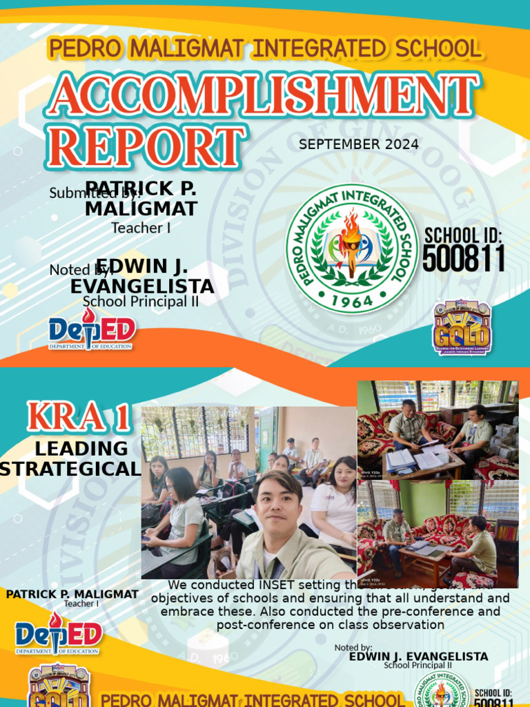 Accomplishment Report Maligmat September 2024 | PDF | Teachers | Learning