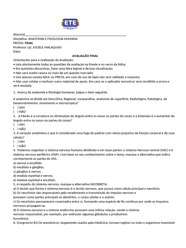 PROVA FINAL DE ANATOMIA | PDF | Sistema digestivo humano | Anatomia