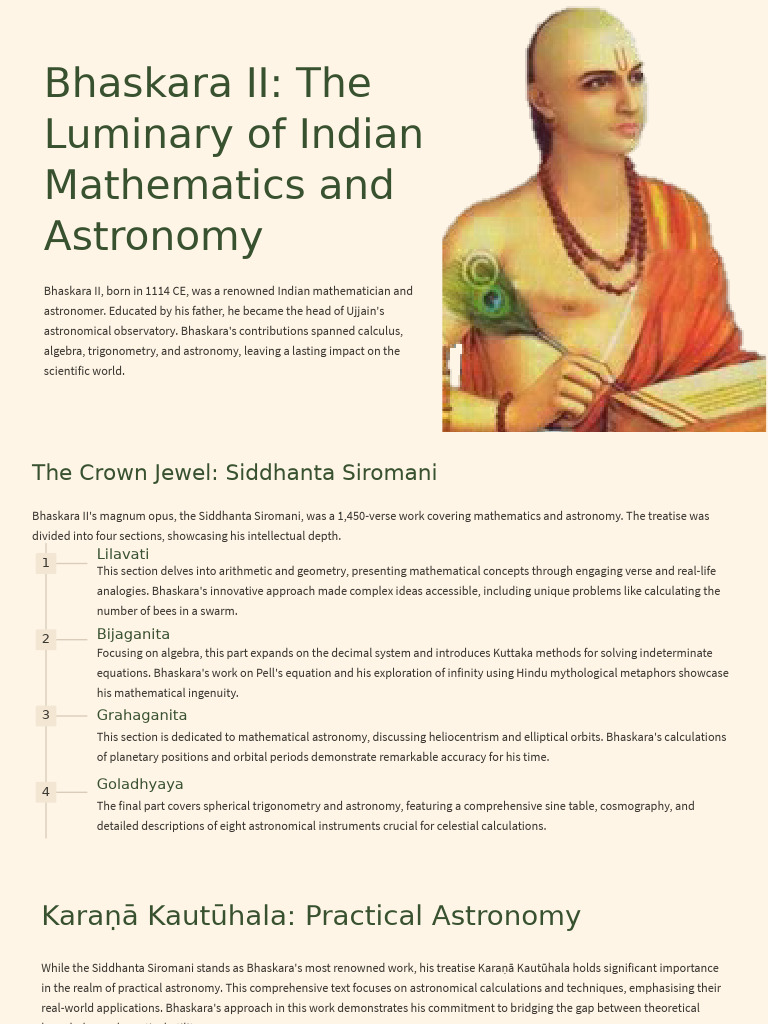 Bhaskara II: Pioneer of Indian Mathematics | PDF | Mathematics | Calculus
