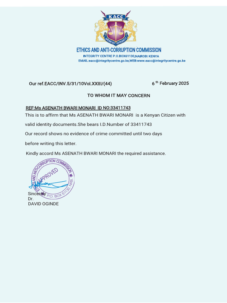 Eacc Clearance-Asenath | PDF