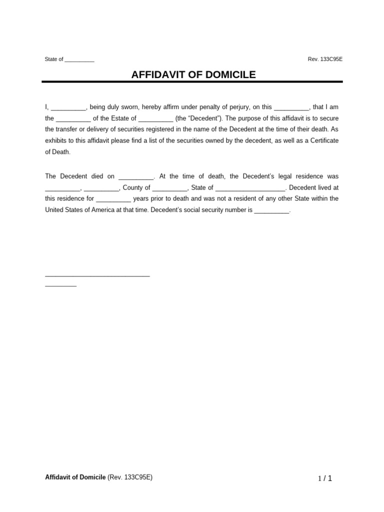 Affidavit of Domicile 1 | PDF | Civil Law (Common Law) | Common Law