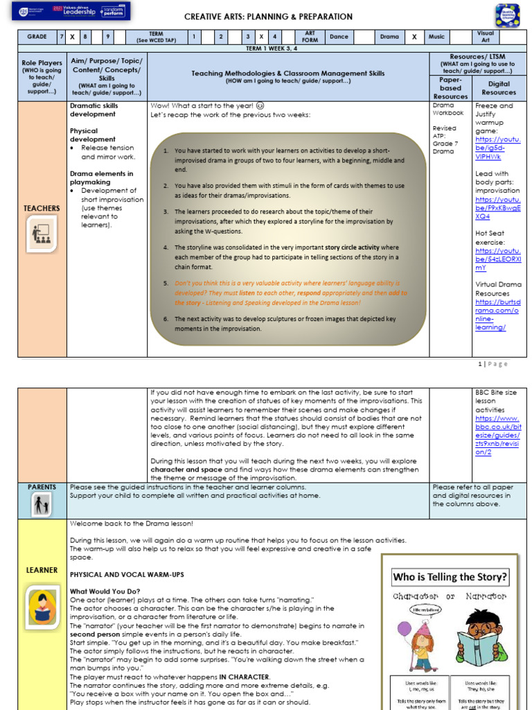 Drama Lesson Planning Guide for Teachers | PDF | Extraversion And ...