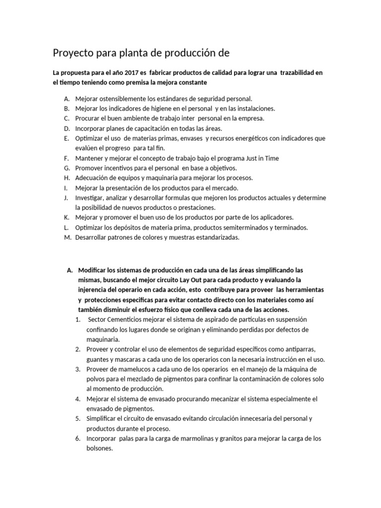 Proyecto 2017 | PDF | Lean Manufacturing