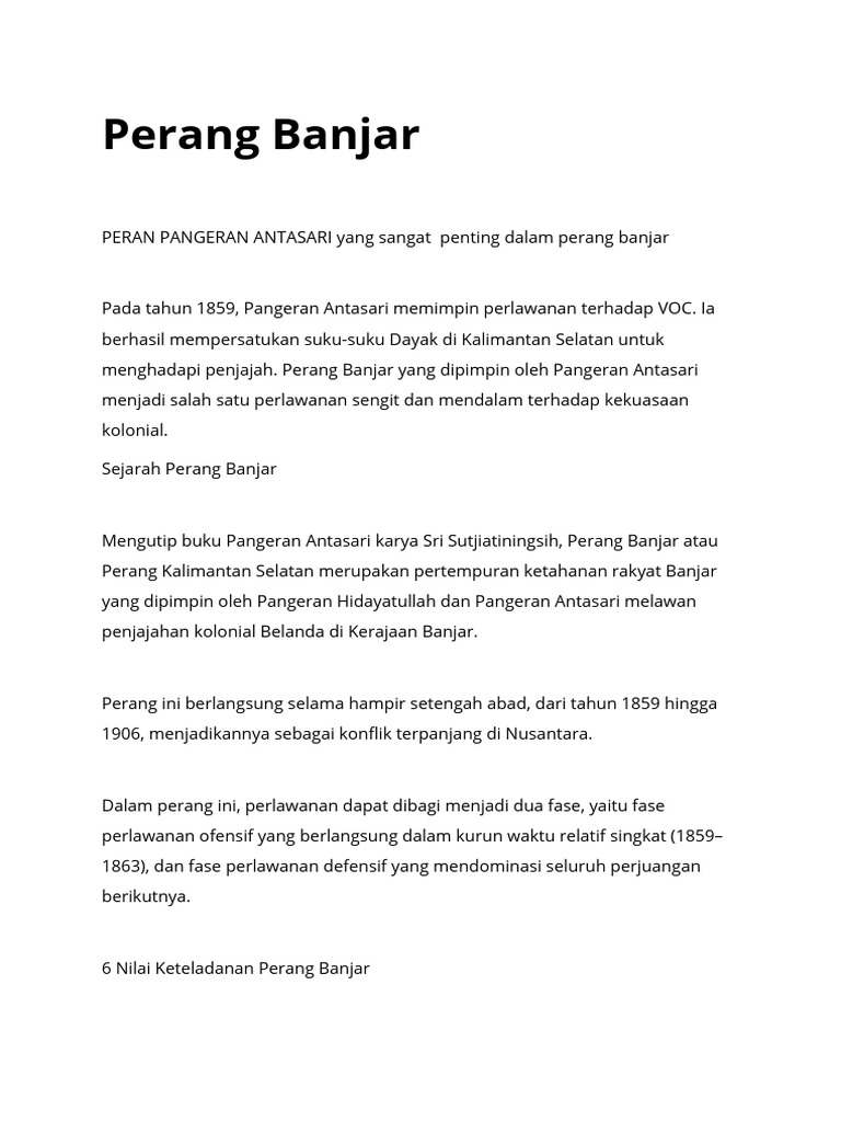 Perang Banjar - 20250120 - 121431 - 0000 | PDF