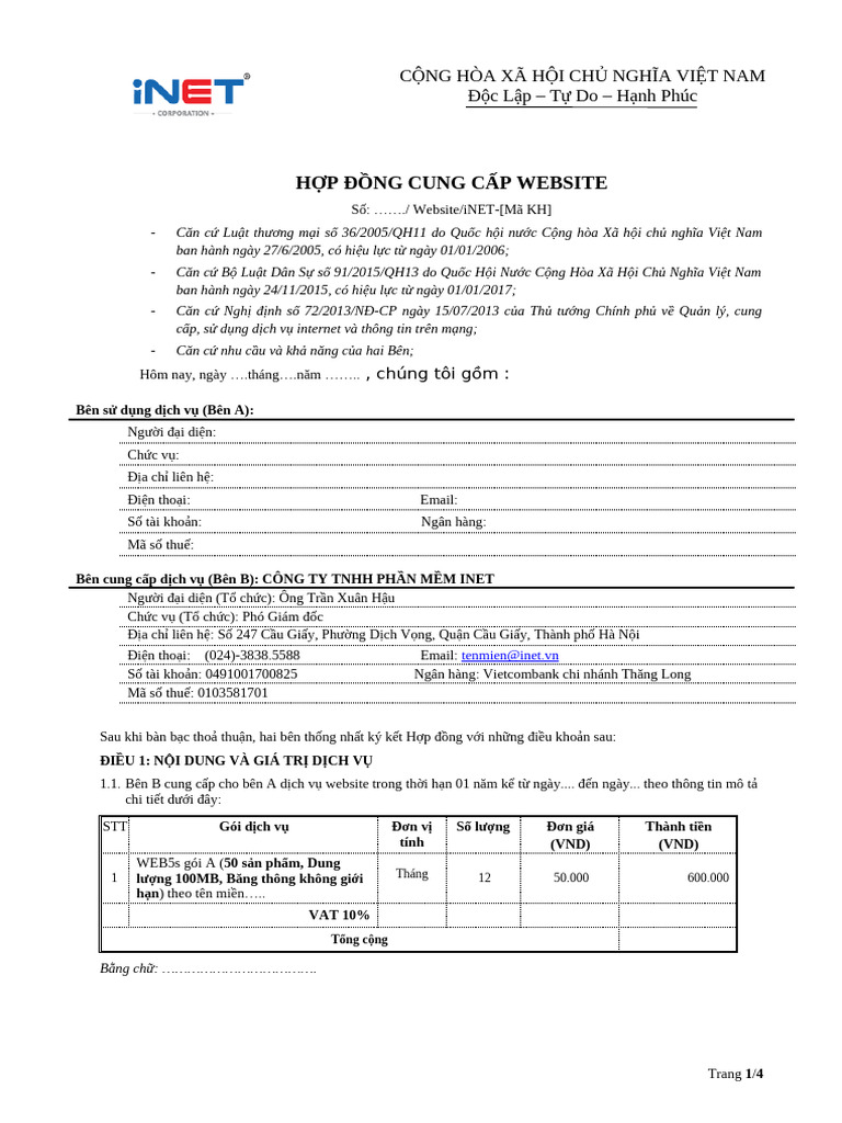 BM16-Hop Dong Cung Cap Website | PDF