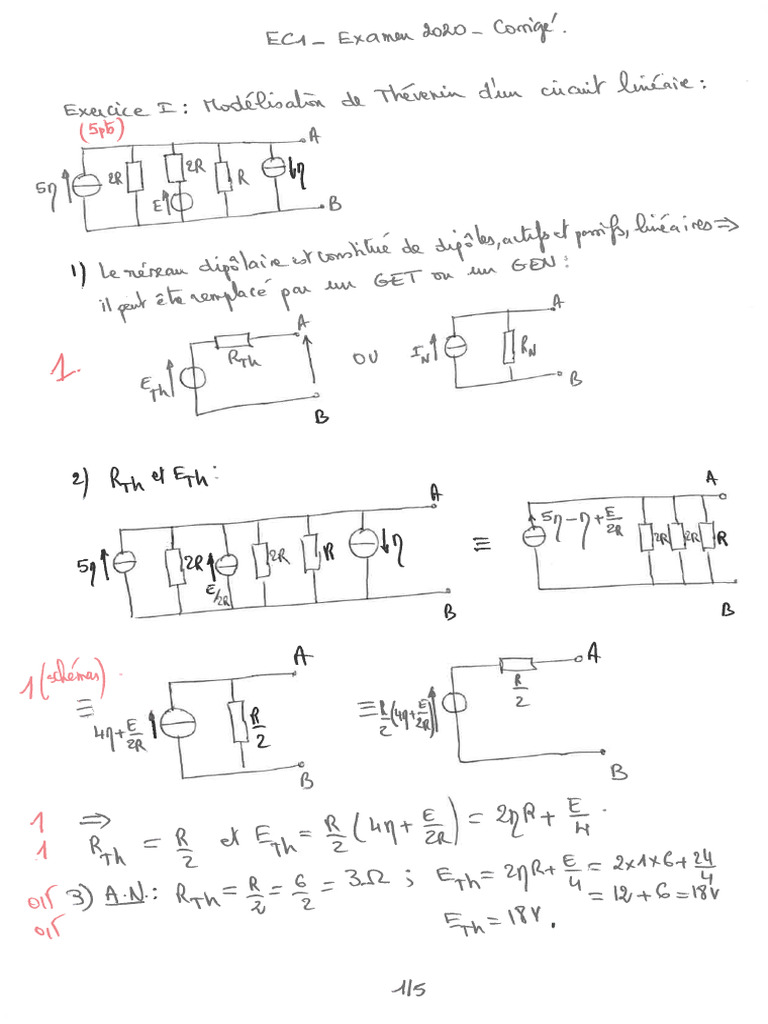 EC1 - Examen 2020 - Corrigé Barème | PDF