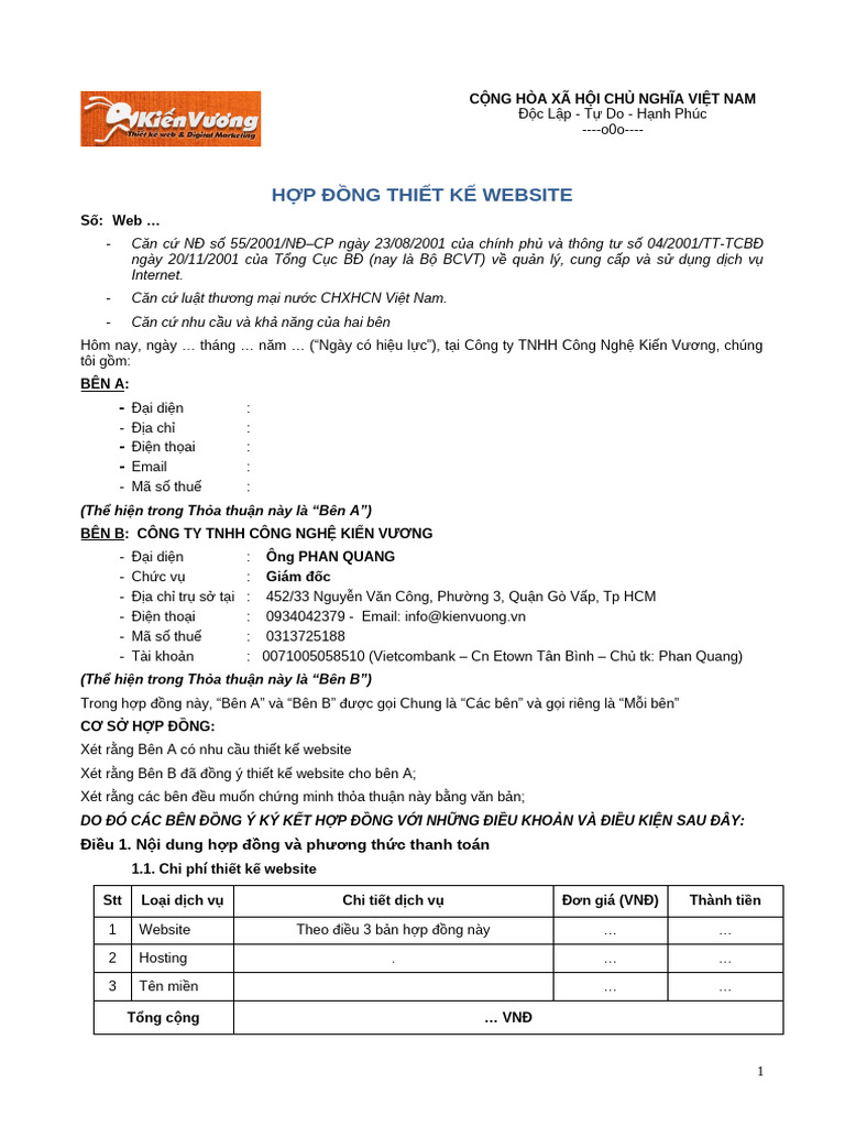 HopDongWebsite Bds | PDF