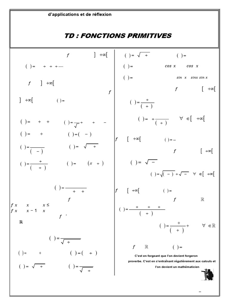 Fonctions Primitives Serie d Exercices 1 4 | PDF | Mathématiques