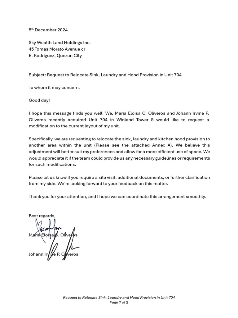Second Letter Condo Unit | PDF