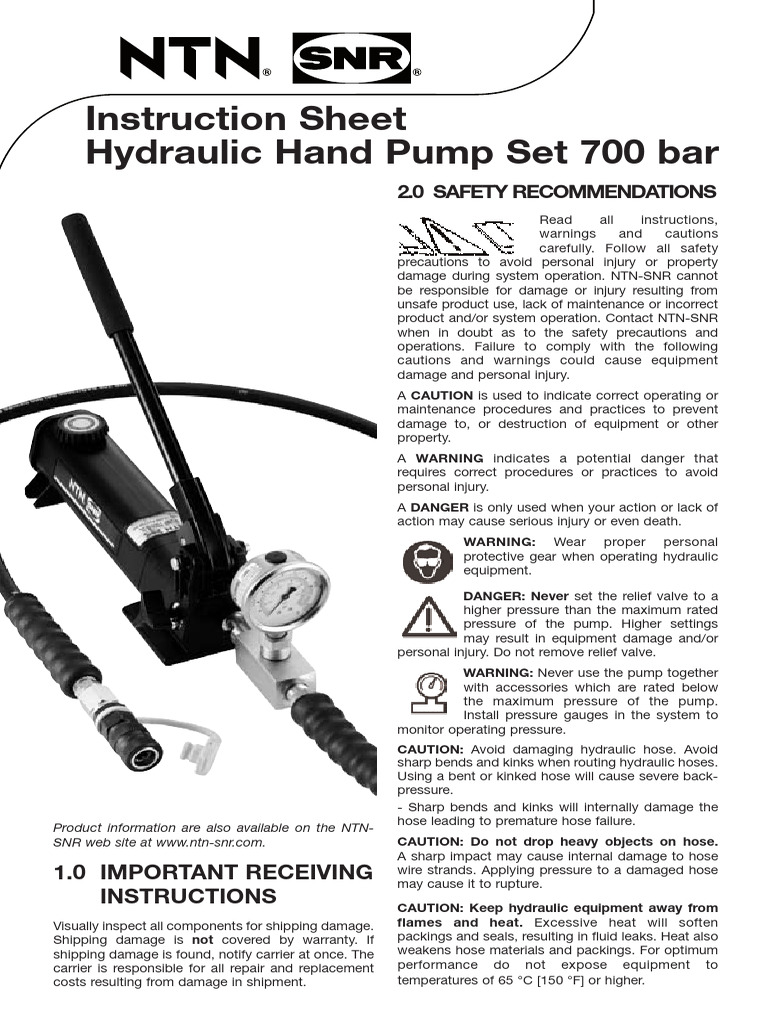 Hydraulic Hand Pump Safety & Operation Guide | PDF | Pump | Mechanical ...