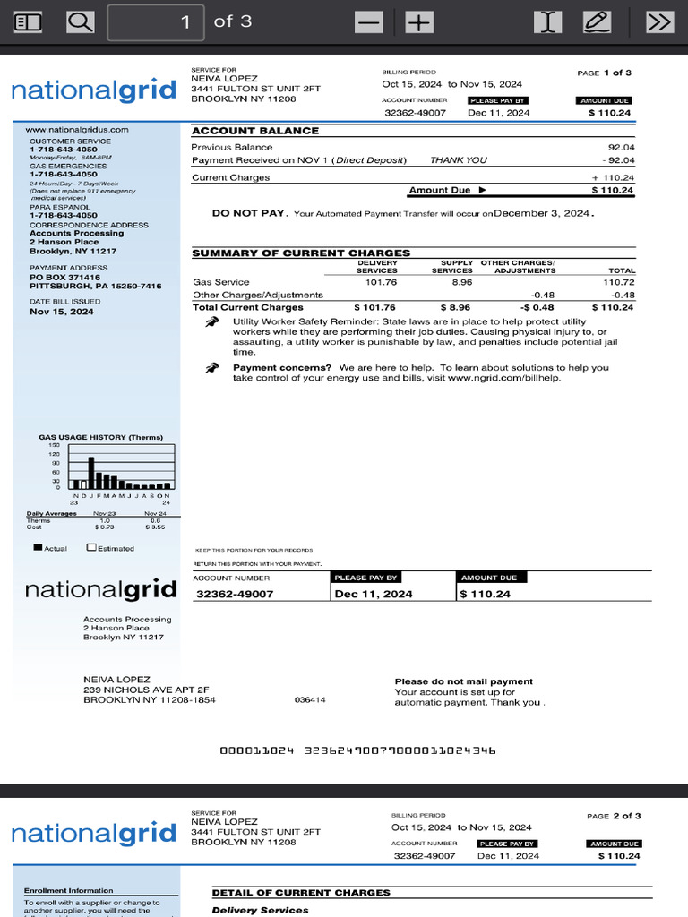 Viewbillpdf National Grid | PDF