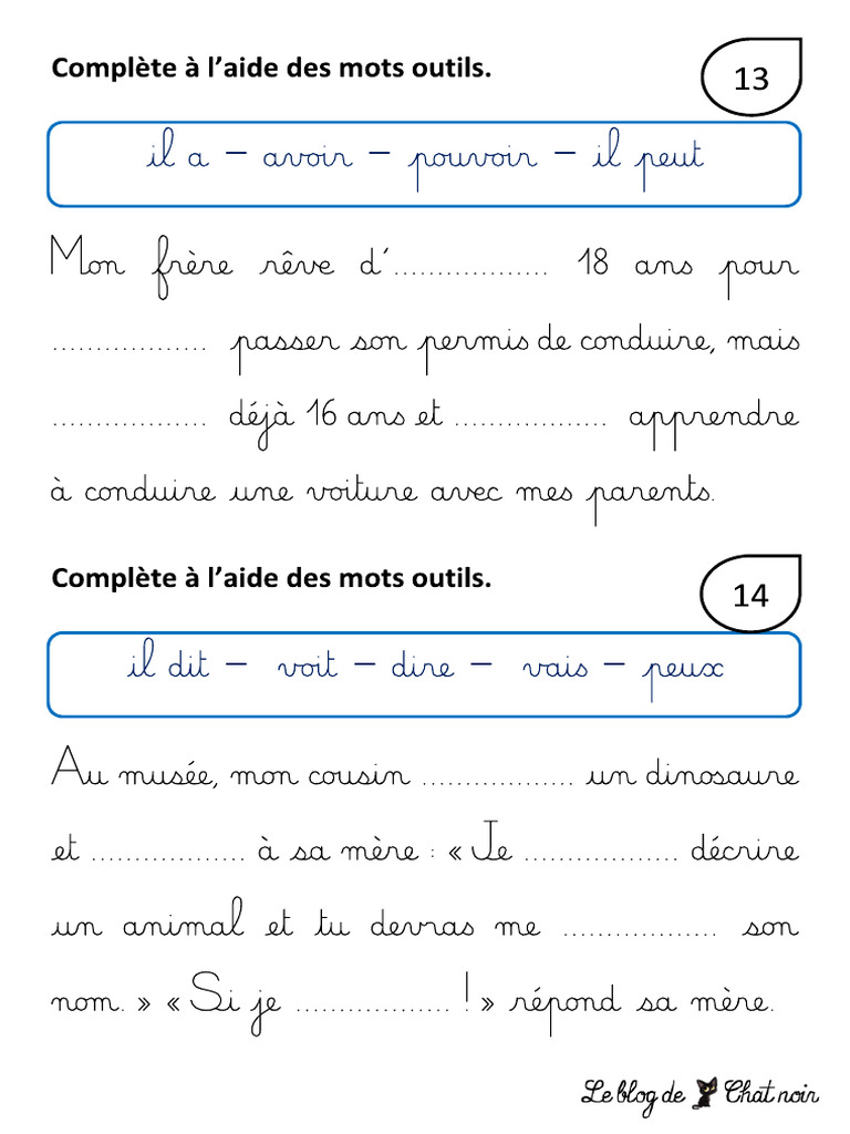 Complète Avec Les Mots Outils CP P4 2018-2019 (1) | PDF