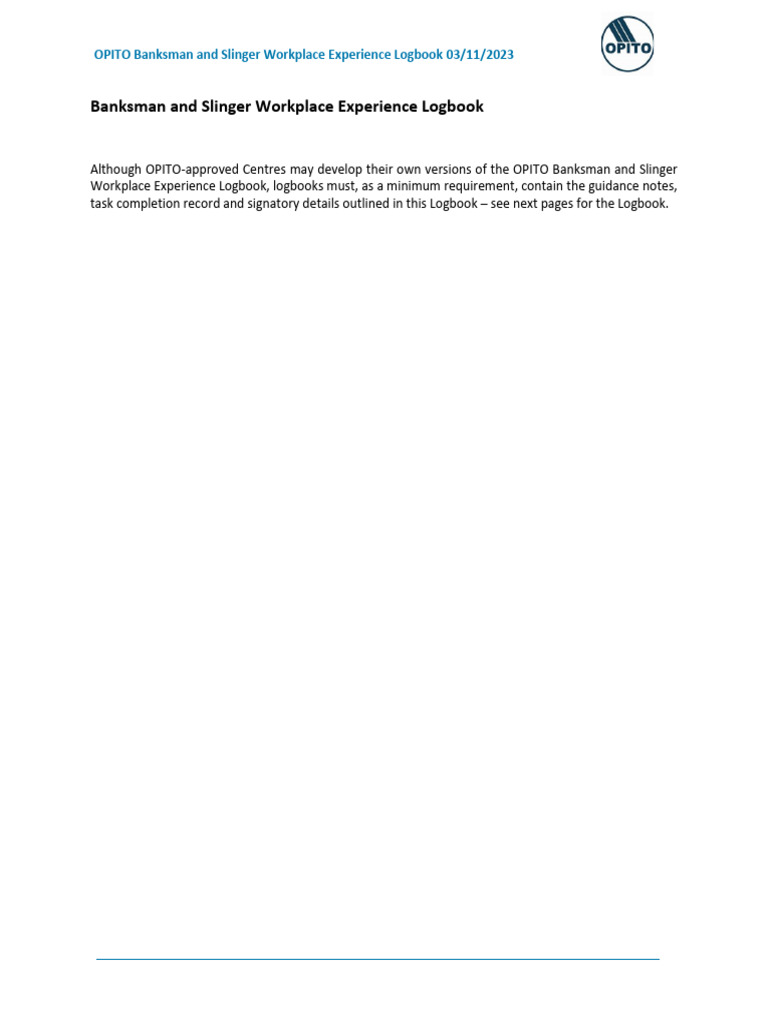 Banksman Slinger Training Workplace Experience Logbook | PDF | Radio