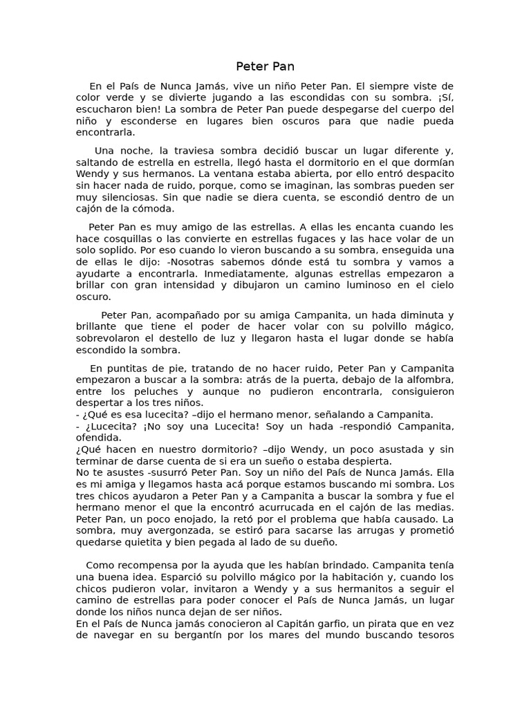 Cuento de Peter Pan | PDF | Peter Pan | Neverland