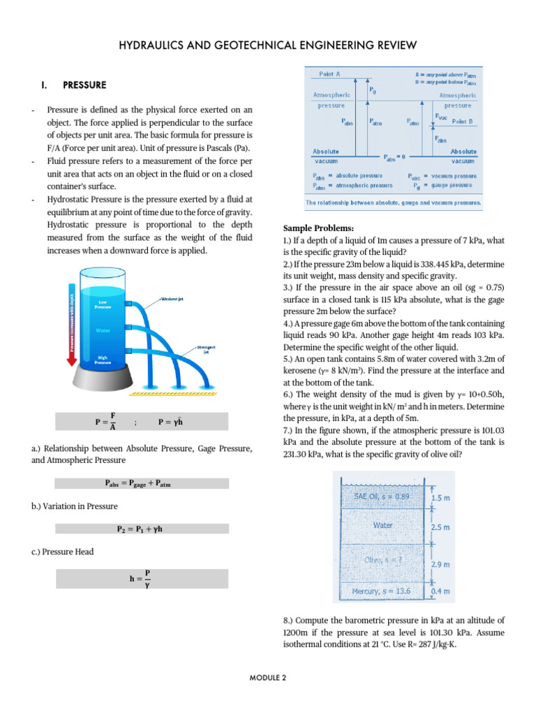 Hydraulics Pressure and Dam Stability Guide | PDF | Buoyancy | Pressure