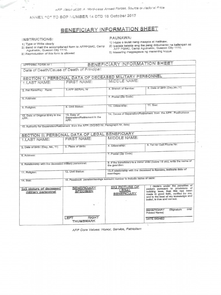 2.4 Beneficiary Information Sheet_0 | PDF