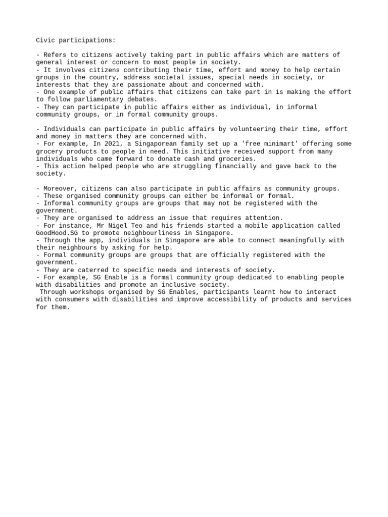 Understanding Civic Participation in Society | PDF