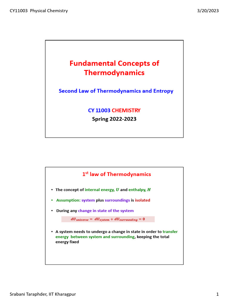 Lecture - 6 - Second Law of Thermodynamics and Entropy Part 1 | PDF ...