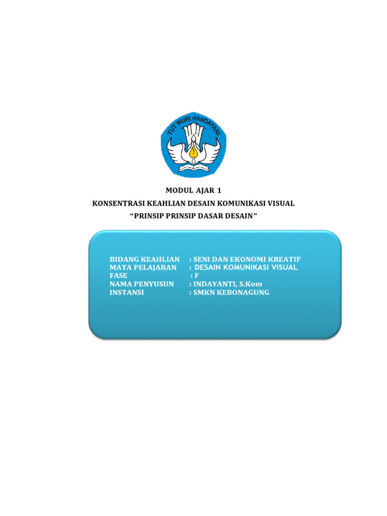 Modul Ajar Desain Komunikasi Visual - Prinsip Prinsip Dasar Desain - Fase F | PDF