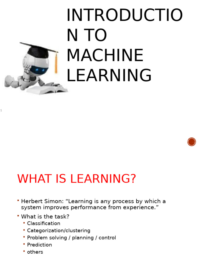 01 Introduction ML | PDF | Machine Learning | Robot