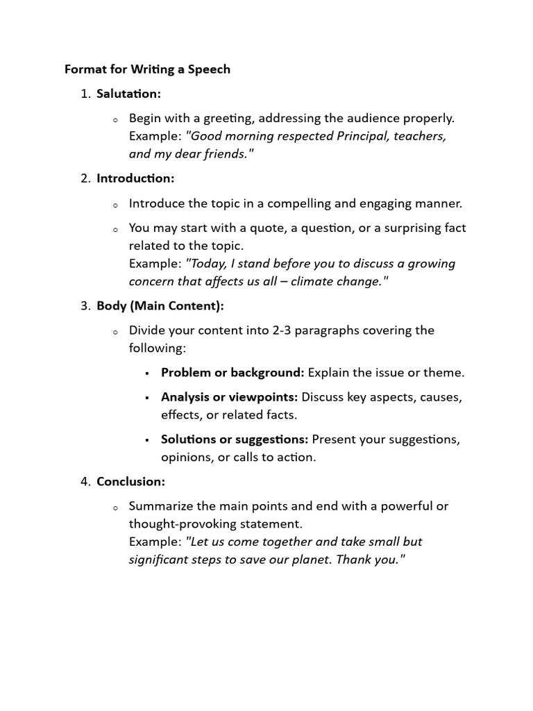 How To Write A Speech | PDF