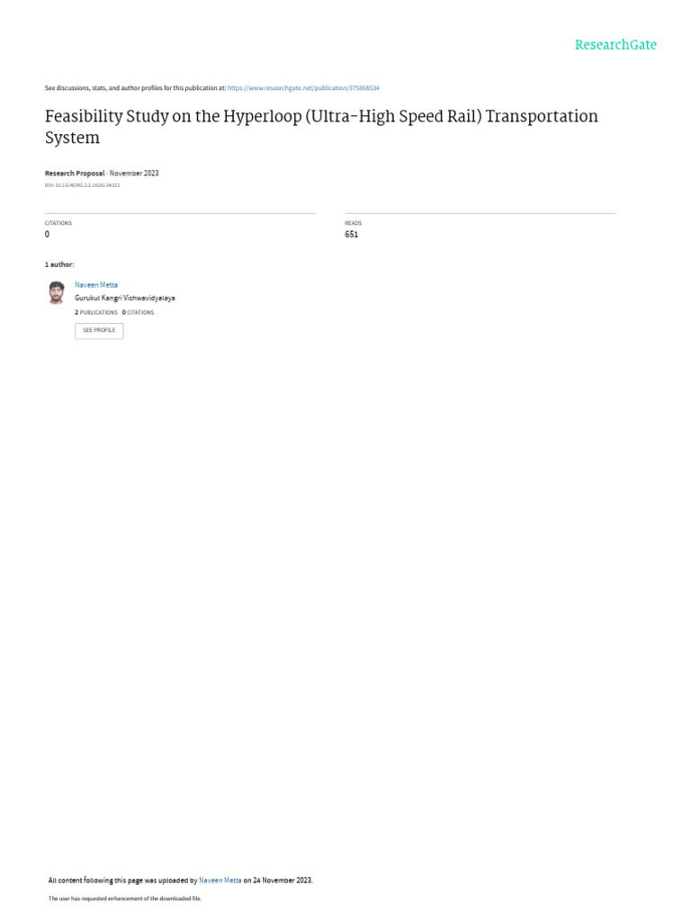 AFeasibilityonHyperloop-1 | PDF | Hyperloop | Transport