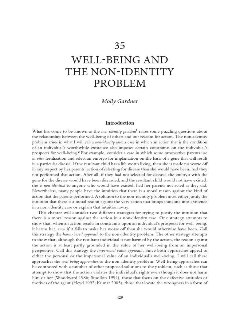 Well-Being and the Non-Identity Problem | PDF | Reason | Well Being
