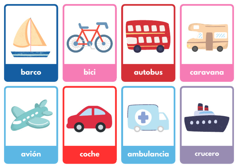 Colorful Illustrative Science Means of Transport Flashcards | PDF