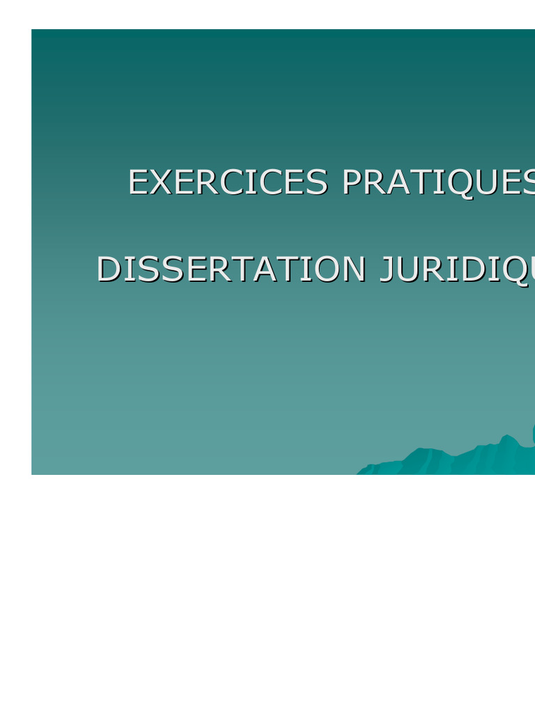 Exercice Pratique Et Dissertation Juridique | PDF