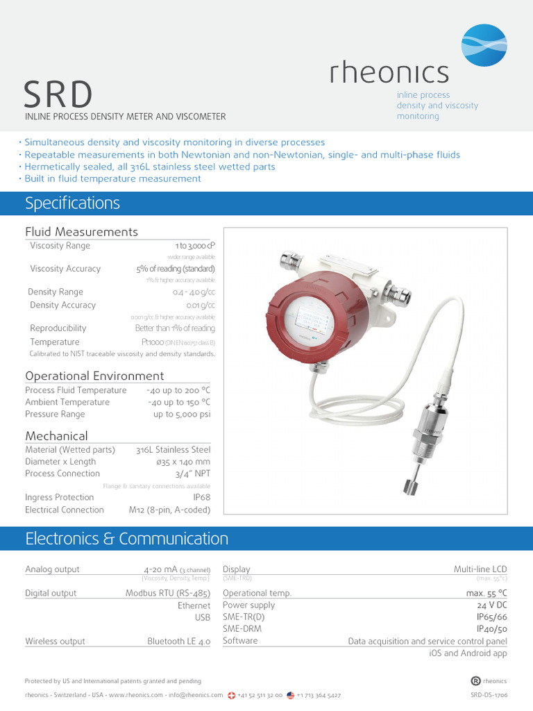 Density Meter & Viscometer - Rheonics | PDF | Viscosity