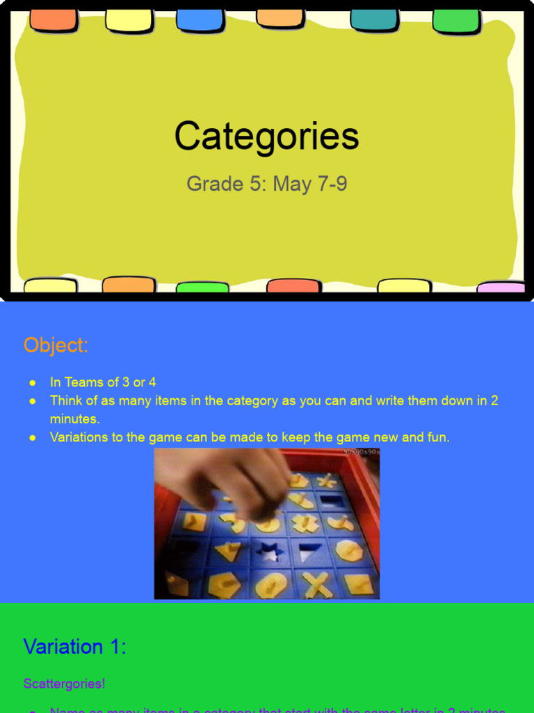 Grade 5 Categories Game | PDF