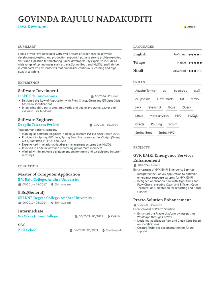 Govinda Rajulu Nadakuditi_Java Developer | PDF | Java (Programming Language) | My Sql