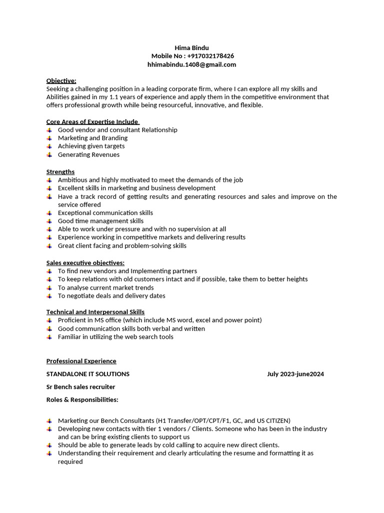 Sales Recruiter Resume for IT Staffing | PDF | Recruitment | Skill