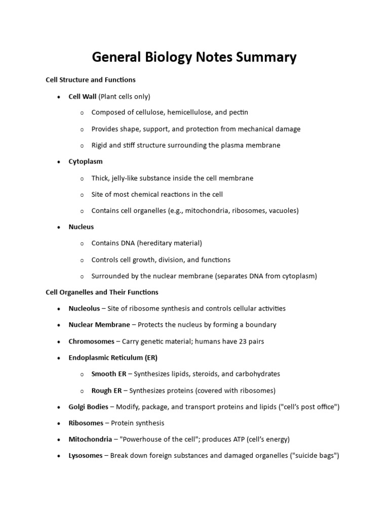 General Biology 1 Cell Notes PDF | PDF | Mitosis | Meiosis