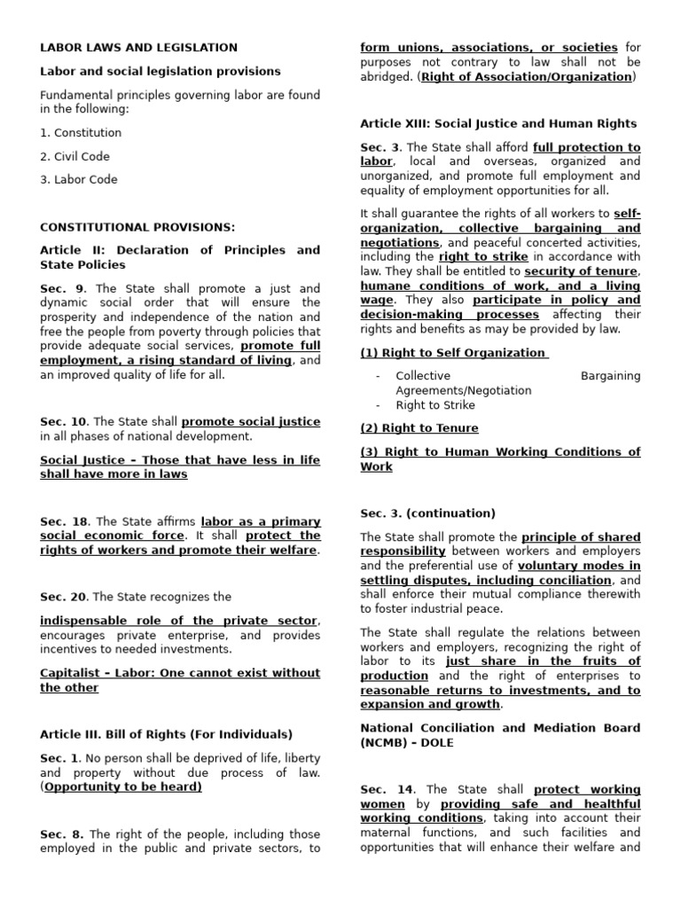 Labor Laws and Legislation | PDF | Employment | Labour Law