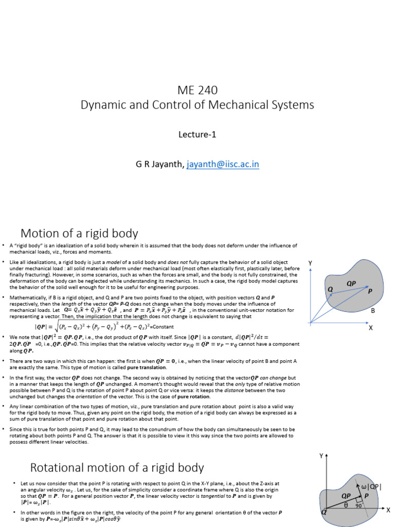 ME 240_Lecture_1_notes | PDF | Rotation | Velocity